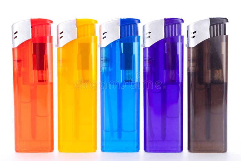 Vividly Coloured Plastic Lighters Stock Photo - Image of closeup, fire ...