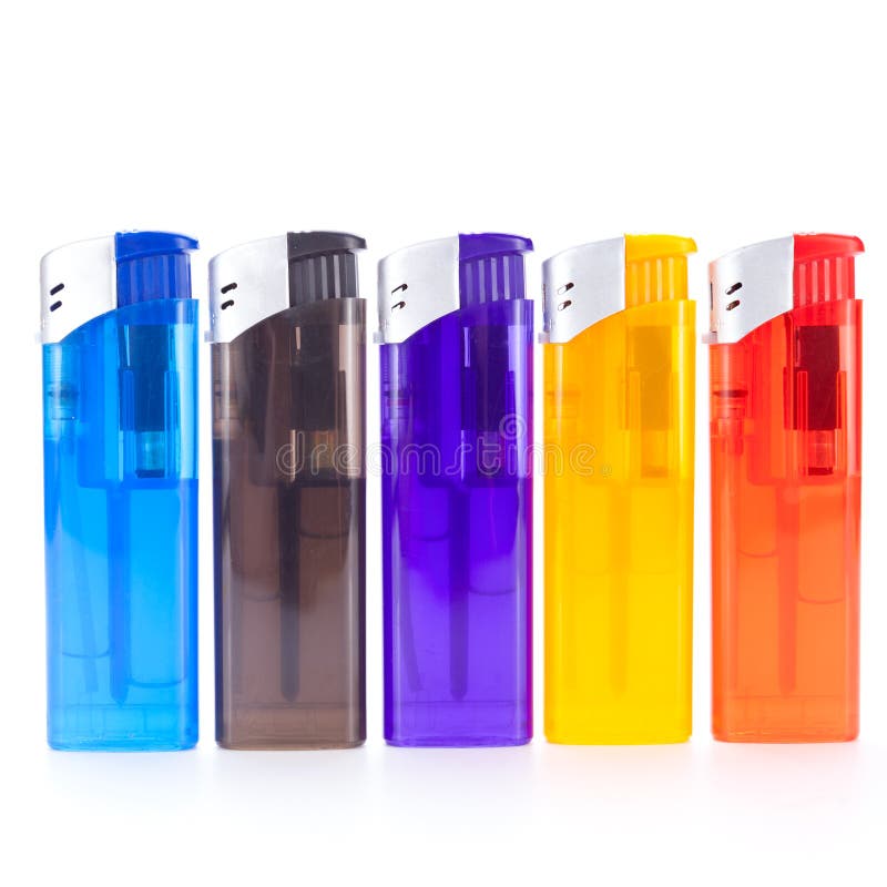 Vividly Coloured Plastic Lighters Stock Photo - Image of disposable ...