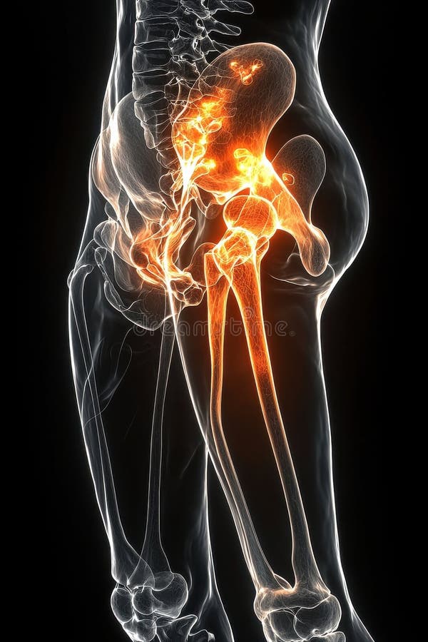 Illustration of Human Hip with Highlighted Joints and Anatomy Stock ...