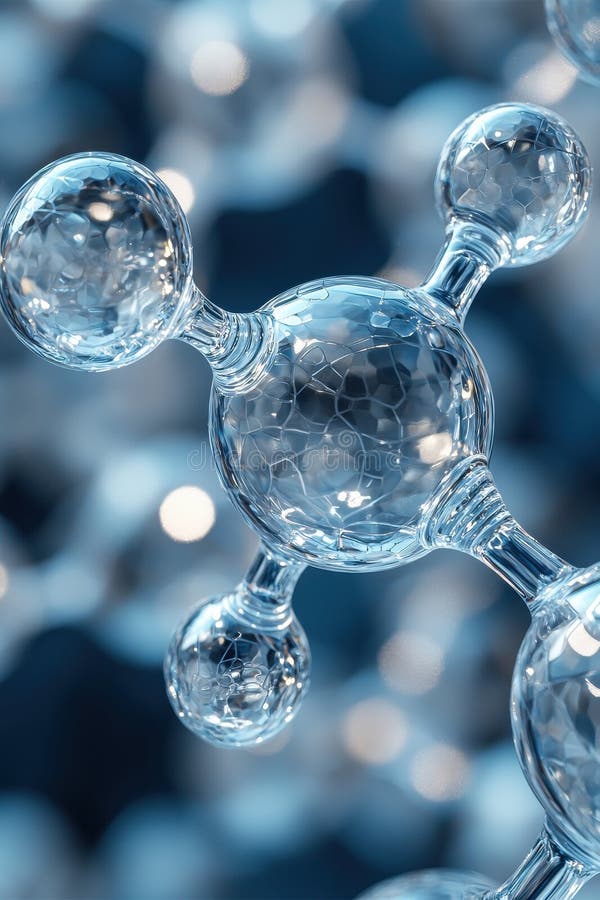 Close-up of Transparent Water Molecules with a Scientific and ...