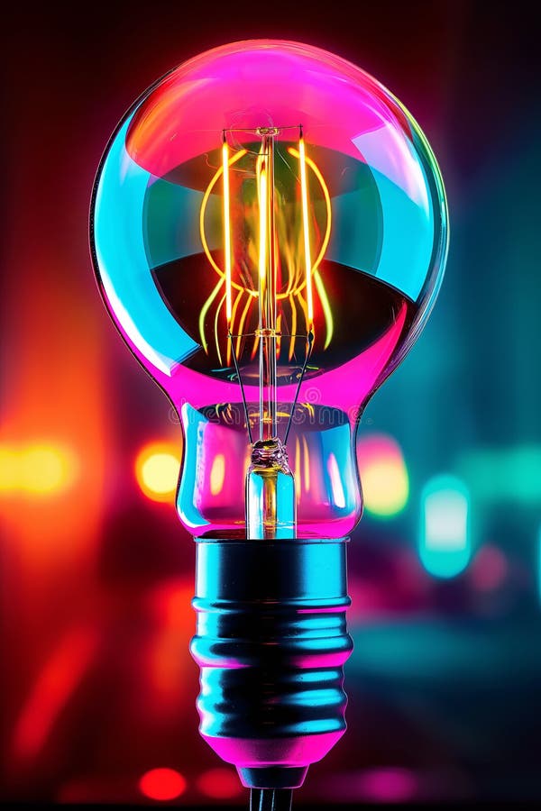 Brightly Lit Light Bulb Representing Idea Generation Against a Vibrant ...