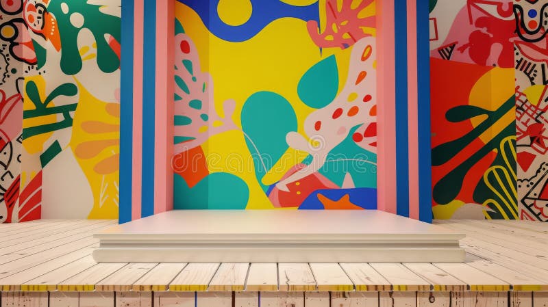 Vibrant Abstract Art Stage with Colorful Patterns and Stripes in Bright ...