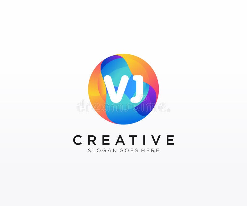 VJ Initial Logo with Colorful Circle Template Vector Stock Vector ...