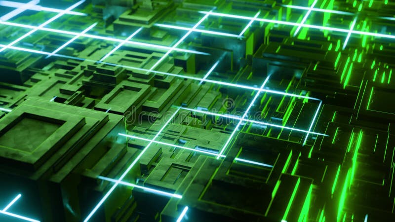 Vj Loop Abstract Sci-fi Bg Glow Particles Form Lines, Columns Structure ...