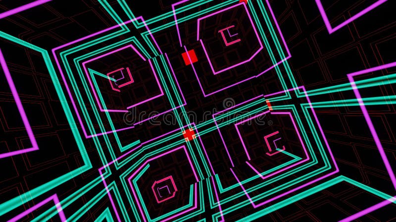 Vj Loop Abstract Surreal Neon Background With Rotating Cube Stock