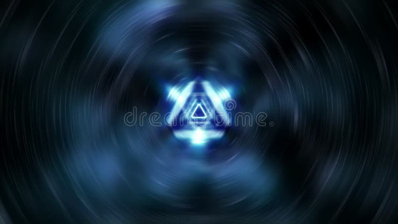Loop Abstract Blue Circle Triangular Neon Tunnel Background Stock ...