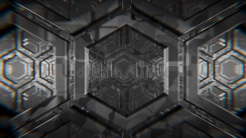 VJ Loop Animation. Slow Motion through Metallic Hexagons in Futuristic ...