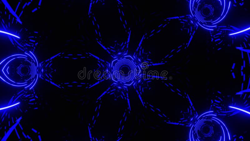 Vj Loop Blue Neon Kaleidoscope. Seamless Animation. Stock Footage ...