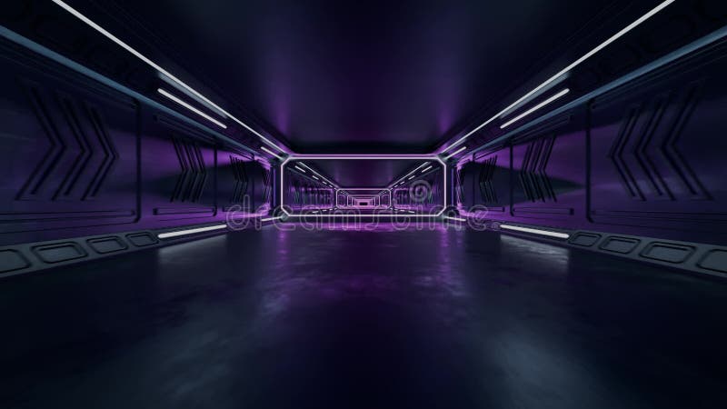 VJ Loop. Camera Movement Along the Corridor of the Spaceship Stock ...