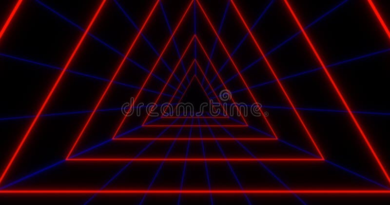 VJ Loop Futuristic Sci-fi Red Neon Tunnel in Triangle Form. Stock Video ...