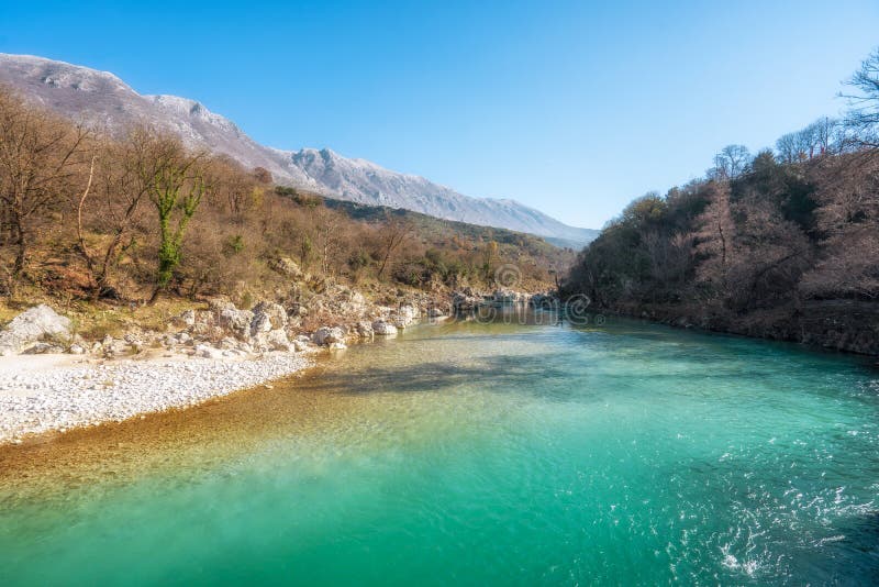 Vjosa River in Permet District, Albania. Stock Image - Image of travel ...
