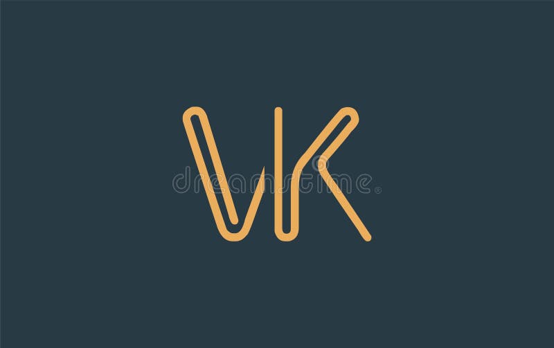 VK Minimalistic Line Art Logo Design with Abstract Lettering Stock ...