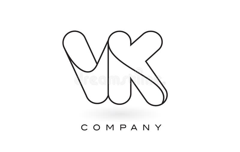 VK Monogram Letter Logo with Thin Black Monogram Outline Contour Stock ...