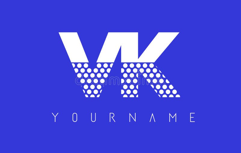 VK V K Dotted Letter Logo Design with Blue Background. Stock Vector ...