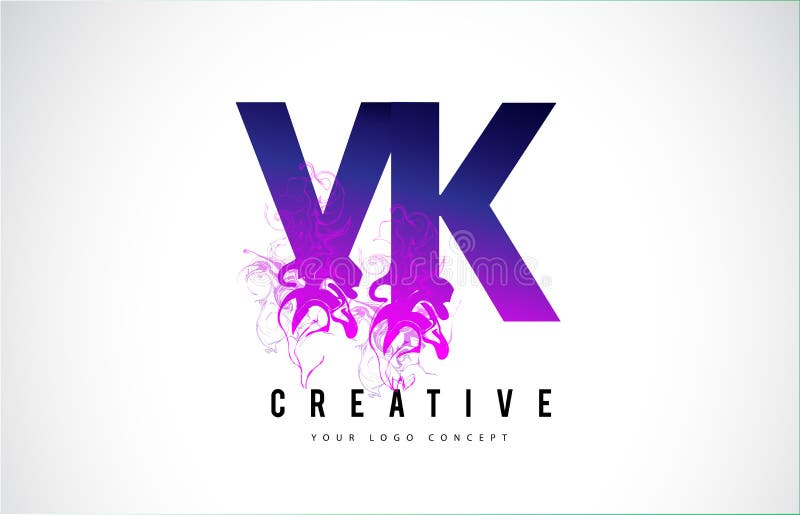 VK V K Purple Letter Logo Design with Liquid Effect Flowing Stock ...
