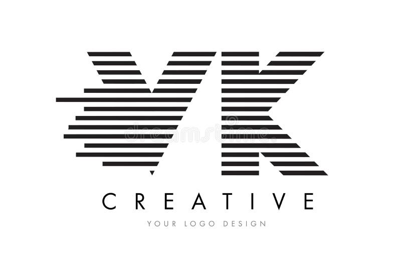 VK V K Zebra Letter Logo Design with Black and White Stripes Stock ...