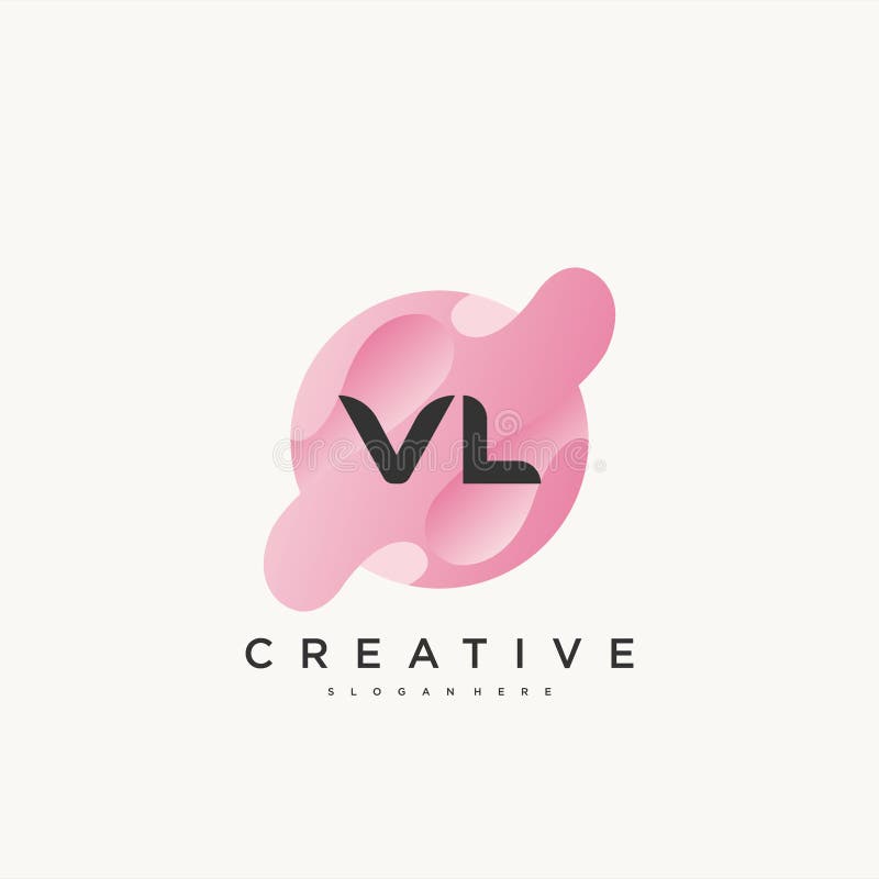 Letter VL Logo in Triangle Splash and Colorful Background, Letter ...