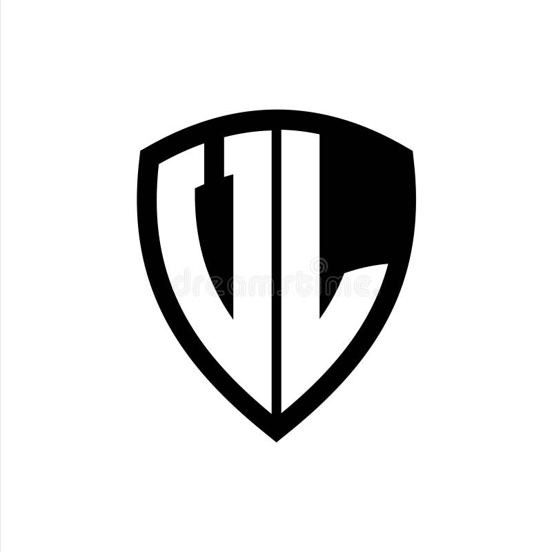 VL Monogram Logo with Bold Letters Shield Shape with Black and White ...