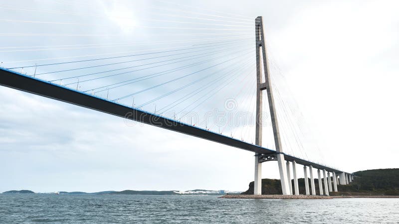 Vladivotok Bridge. View from the Moving Ferry. Stock Photo - Image of ...