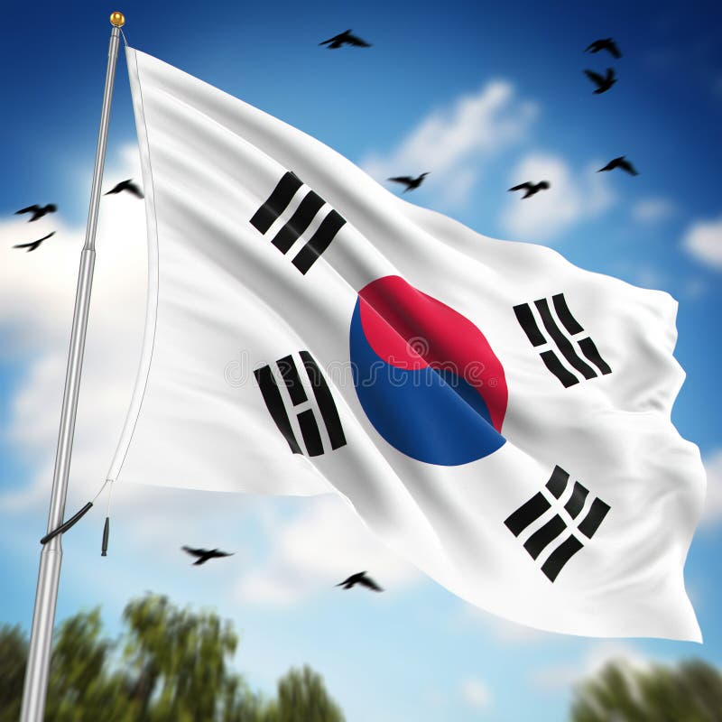 Vlag van Zuid-Korea stock illustratie. Illustratie bestaande uit ...