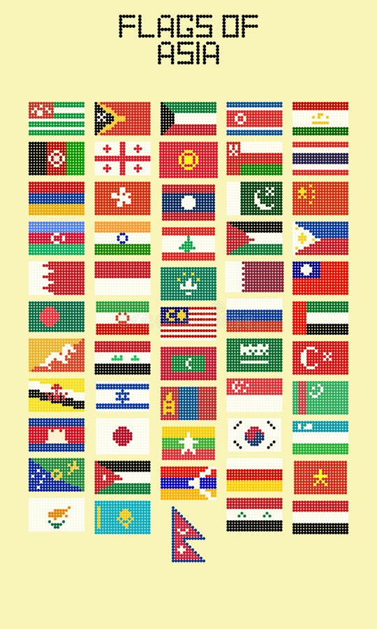 Vlaggen van Azië stock illustratie. Illustration of korea - 37414840