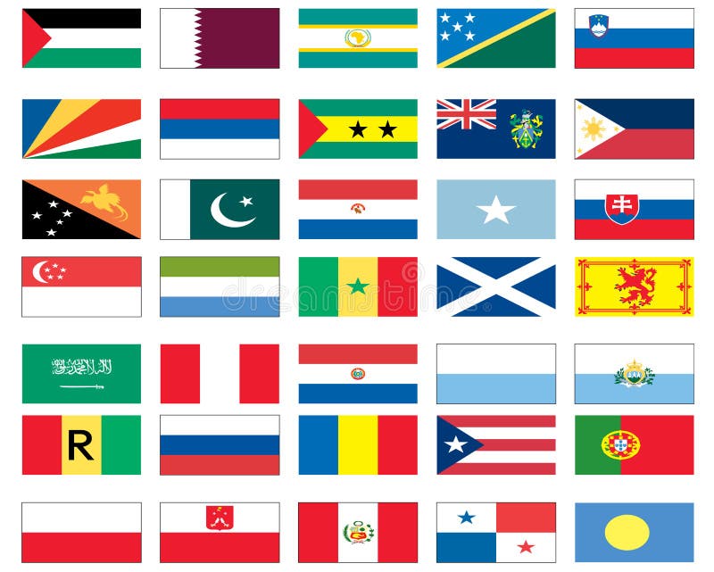 Vlaggen van wereld 6 van 8 vector illustratie. Illustration of ...