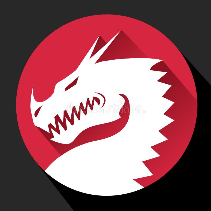 Dragon-pictogram. Rood Glanzend Metallisch Drakensymbool Geïsoleerd Op ...