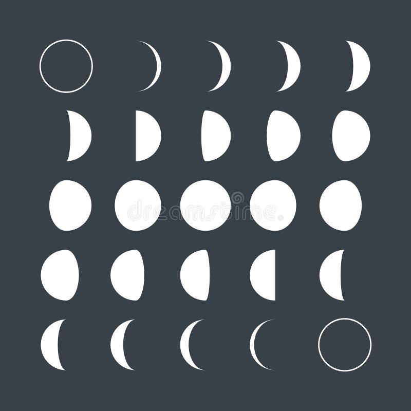 Maanfasen Vectorillustratie De Cyclus Van De Maanfase, Nieuwe Maan ...