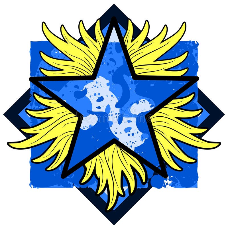 De Vlammende Ster Op Kleurrijke Twee Leidde Adelaar Vector Illustratie ...