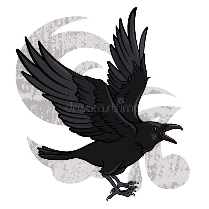 Vliegende Raaf vector illustratie. Illustration of textuur - 39659790