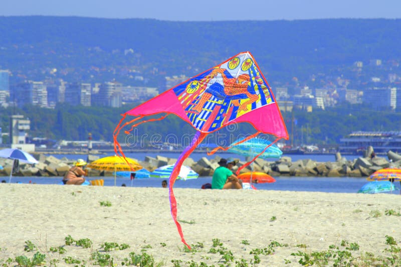 Mens Die Een Vlieger Op Het Strand, Mensen Vliegen Die Het Kitesurfing ...