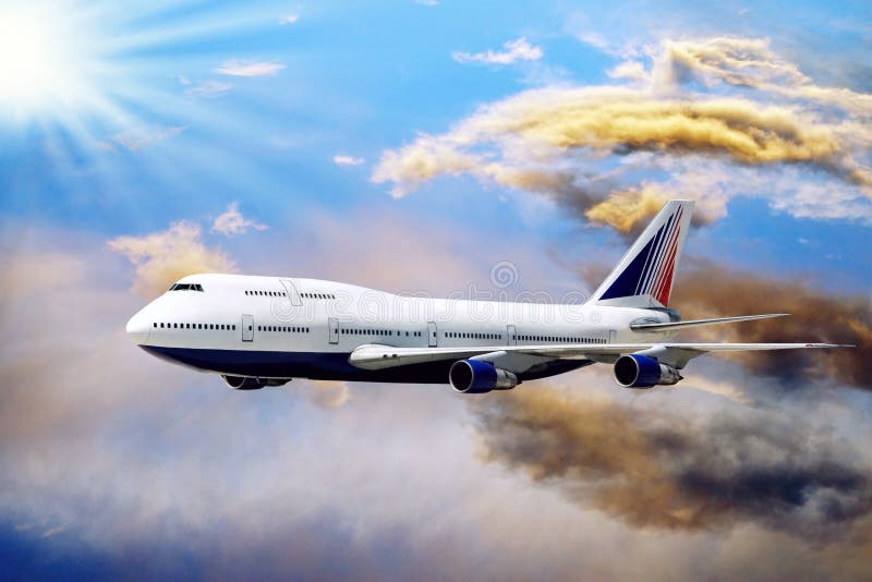 Vliegtuig in lucht stock afbeelding. Image of industrie - 9823255