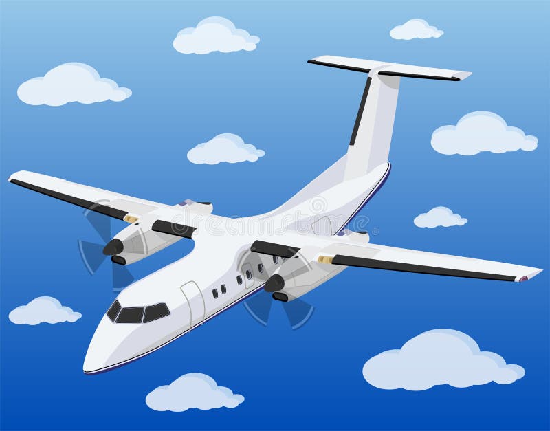 Cartoon Commercial-vliegtuig Vector Illustratie - Illustration of ...