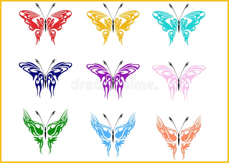 Vlinders - vector vector illustratie. Illustration of groep - 1535128