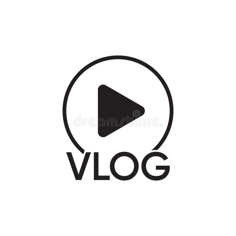 Vlog Icon with Play Button. Vector Symbol on White Background Stock ...