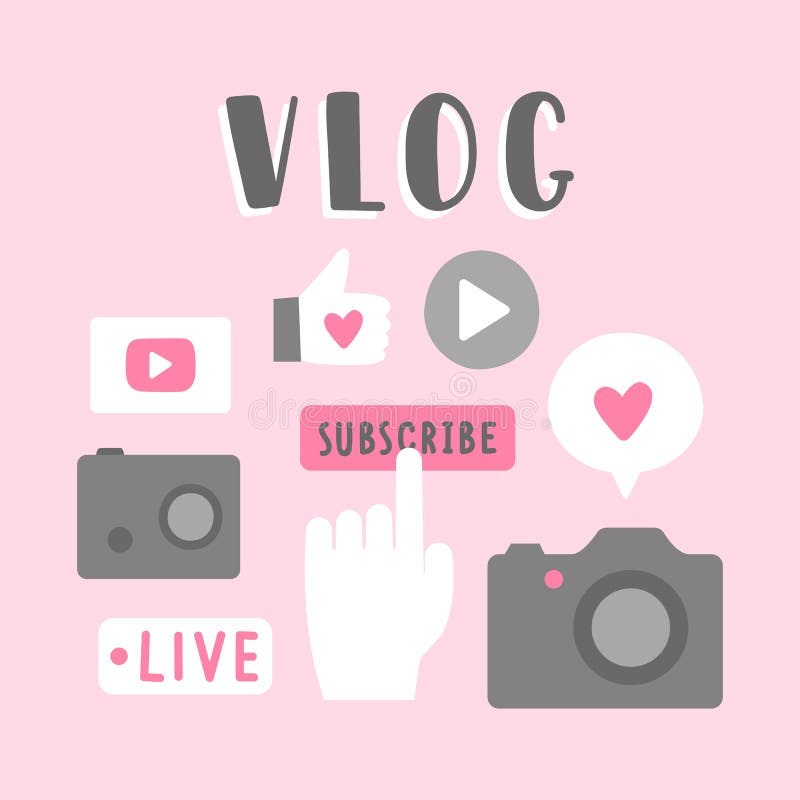 Vlog icons illustration. stock vector. Illustration of camera - 84808023