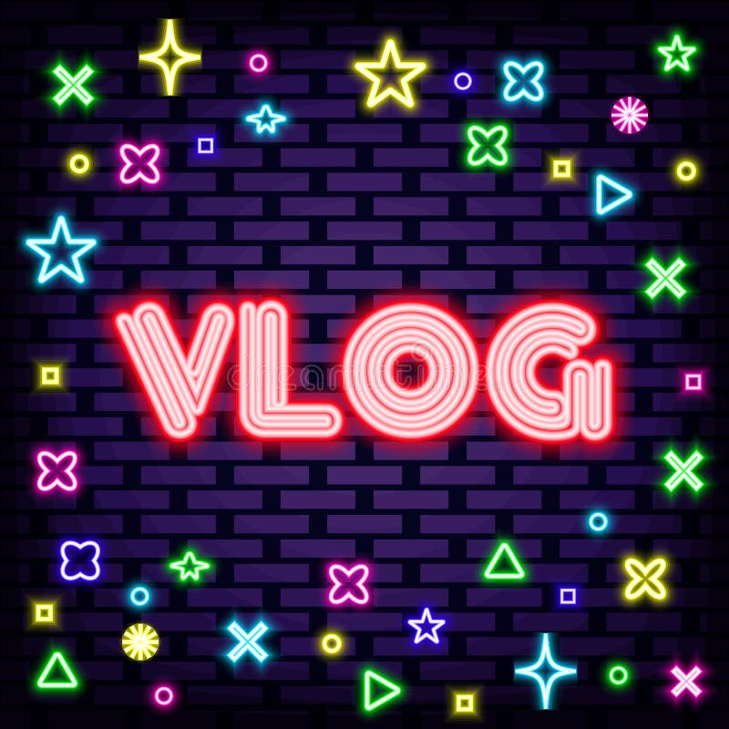 Vlog Neon Quote. on Brick Wall Background. Neon Text Stock Vector ...