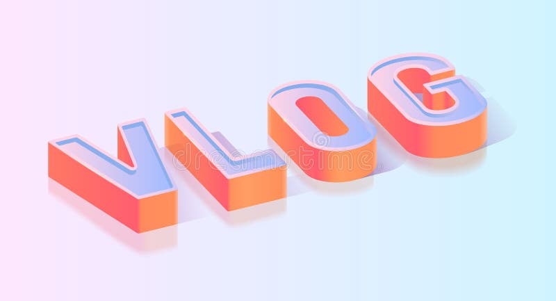 Vlog Text Isometric Projection Vector Template Stock Vector ...