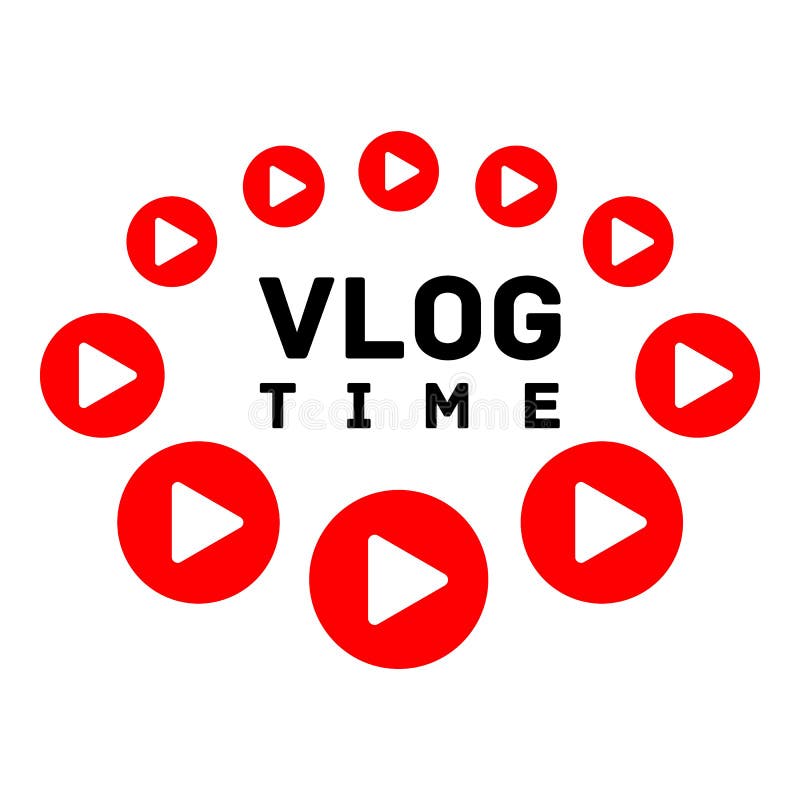 Vlog time logo, flat style stock vector. Illustration of publish ...