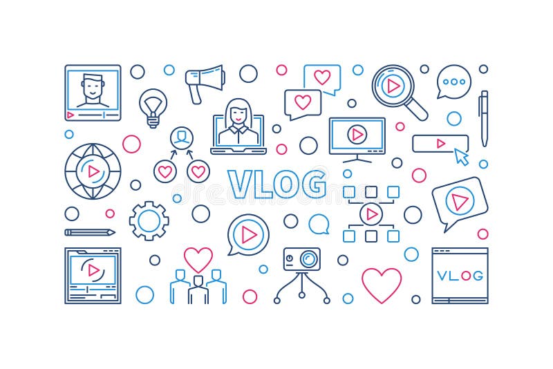 Vlog Vector Outline Icon Design Illustration. Online Streaming Symbol ...