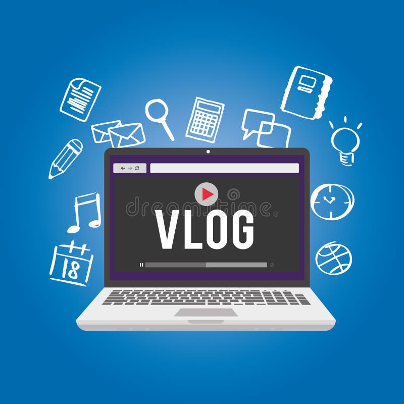 Vlog Video Blogging Concept Logo Streaming Symbol Stock Vector ...