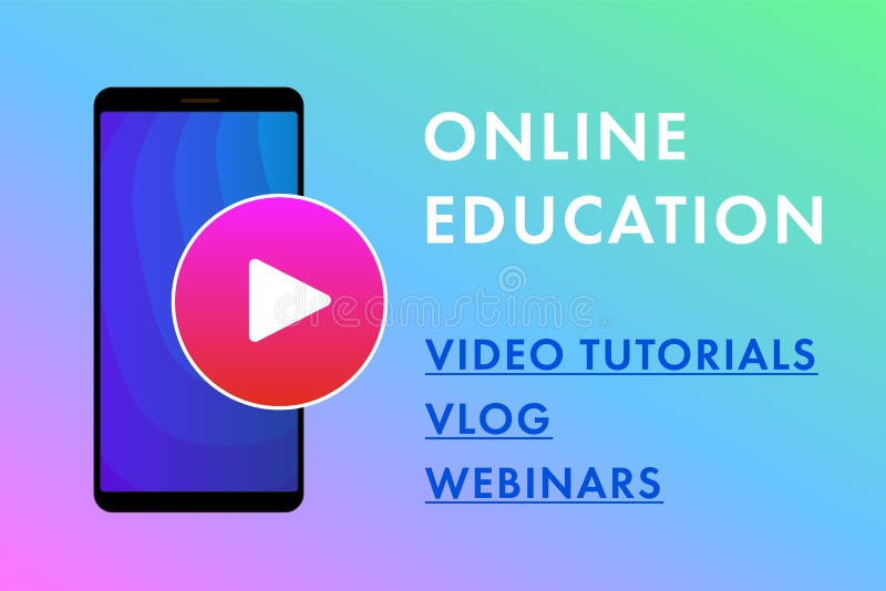 Vlog, Webinar and Video Tutorials Icon with Smartphone on Gradient ...