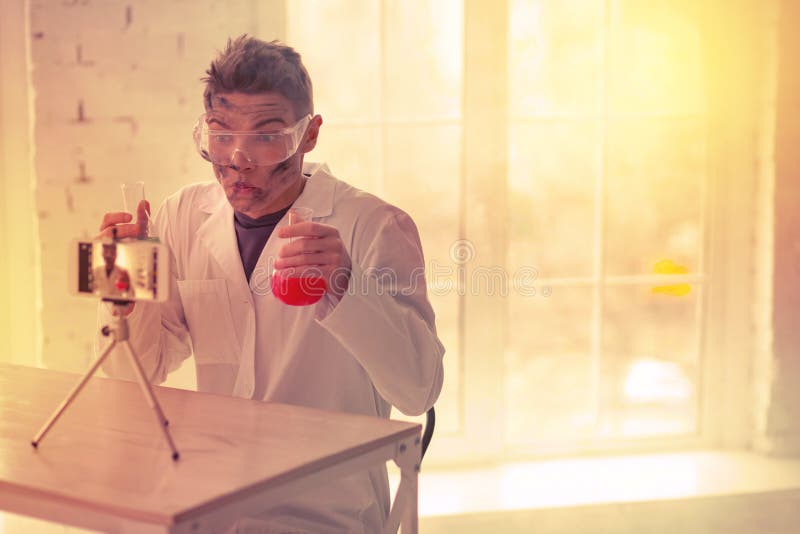 Vlogger Being Impressive on Camera after His Tutorial Stock Image ...