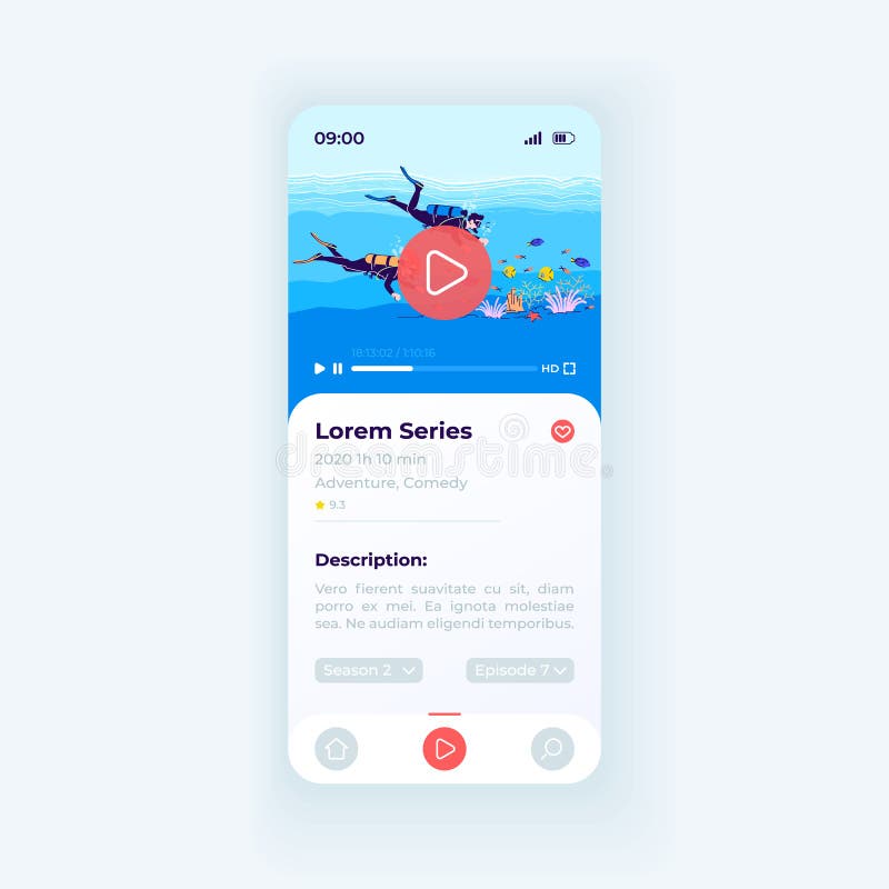Vlogging Application Smartphone Interface Vector Template. Mobile App Page Light Design Layout ...