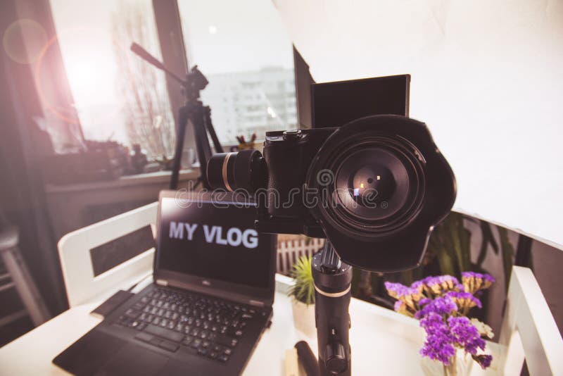 Vlogging. stock image. Image of attractive, media, filming - 123306241