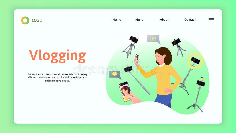 Vlogging Landing Page Composition Stock Vector - Illustration of icon ...