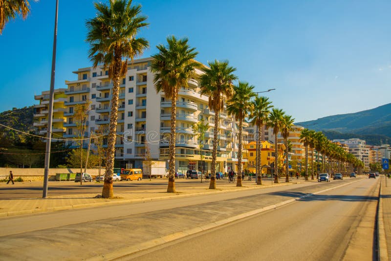 VLORA-VLORE, ALBANIA: the Main Road and Palms Editorial Photography ... VLORA-VLORE, ALBANIA: the Main Road and Palms Editorial Photography ...