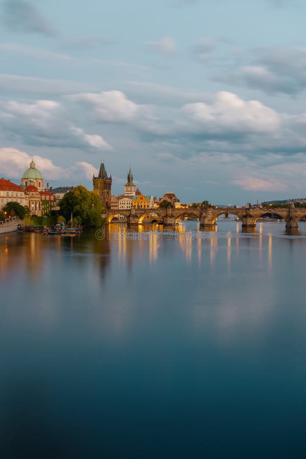 Landscape with Vltava River in Prague, Czech Republic Stock Photo ...