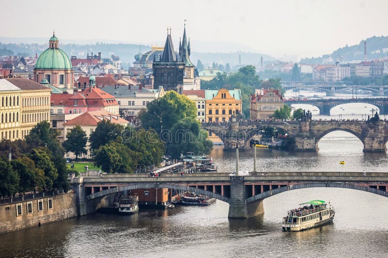 The Vltava River in Prague, Czech Republic Stock Photo - Image of ...