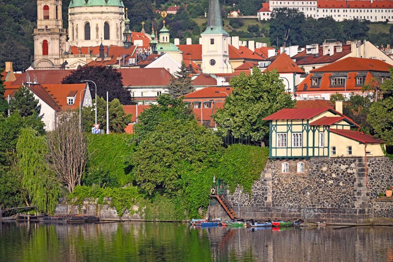 Vltava River in Prague Riverside Editorial Stock Image - Image of ...
